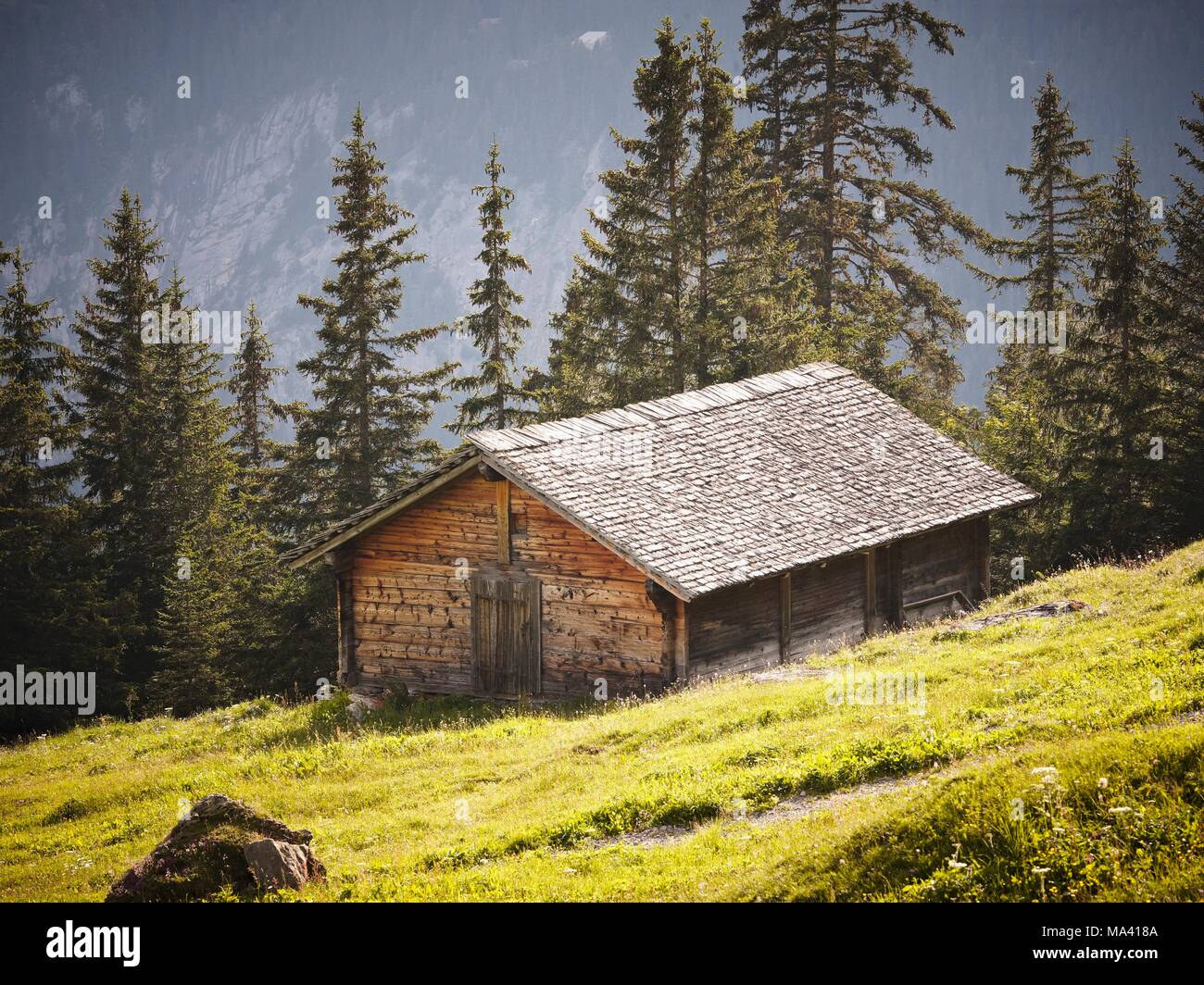 An alpine hut in the Bernese Oberland, Switzerland Stock Photo - Alamy