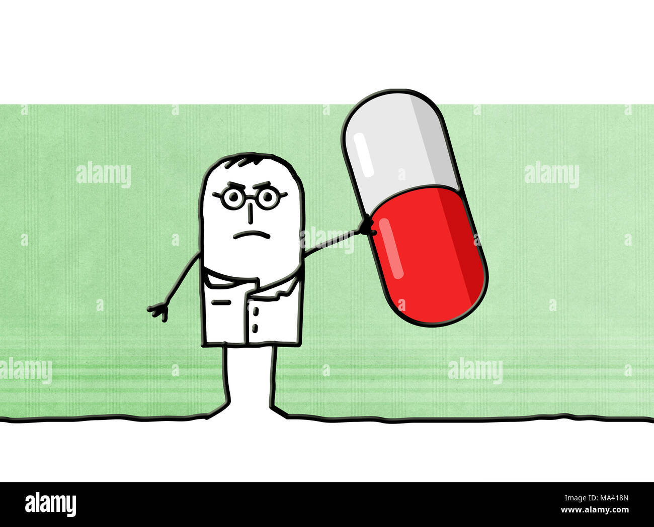 Cartoon doctor with toxic medicine capsule Stock Photo - Alamy