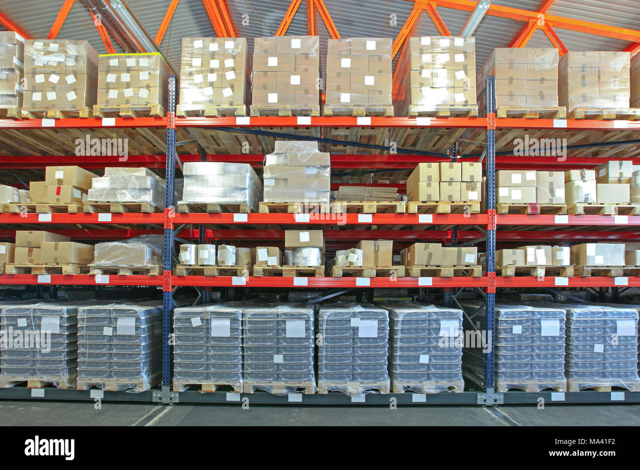 Mobile Shelving System With Goods in Warehouse Stock Photo - Alamy