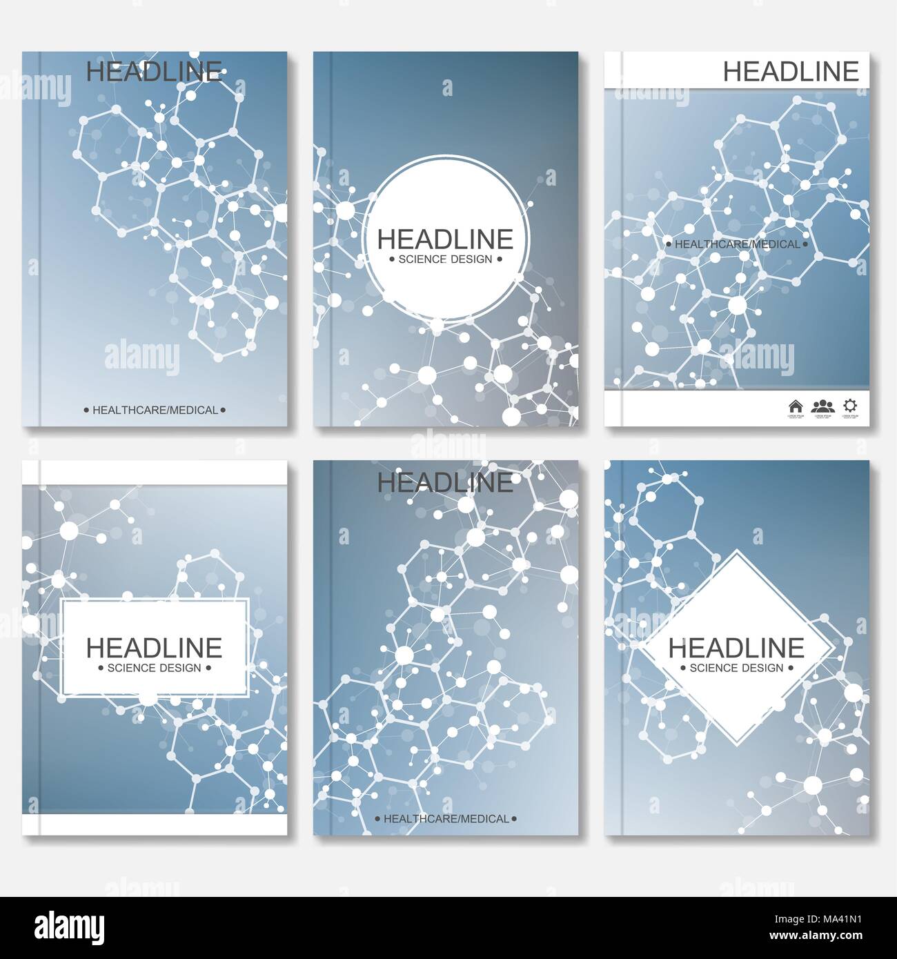 Scientific brochure design template. Vector flyer layout, Molecular ...