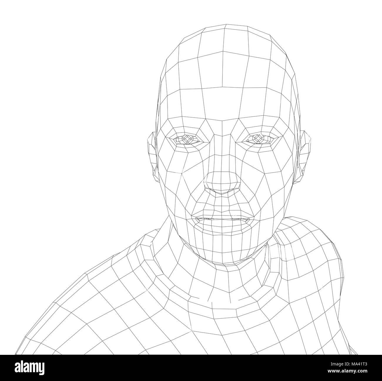 Wire frame mans head. 3d illustration. Technology concept Stock Photo ...