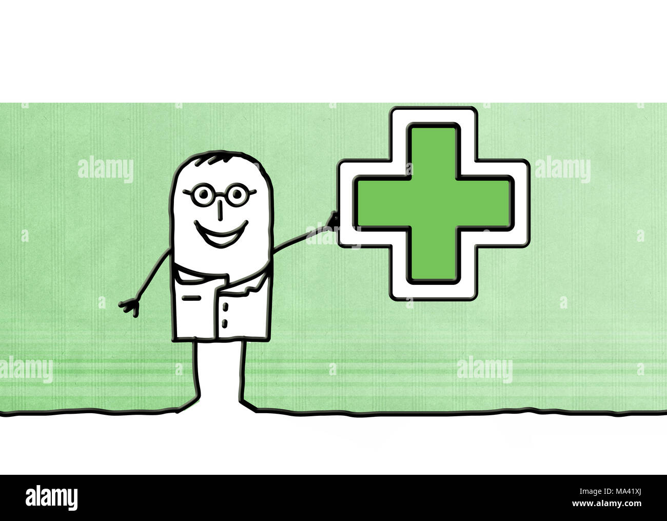 Cartoon doctor with drugstore sign Stock Photo - Alamy