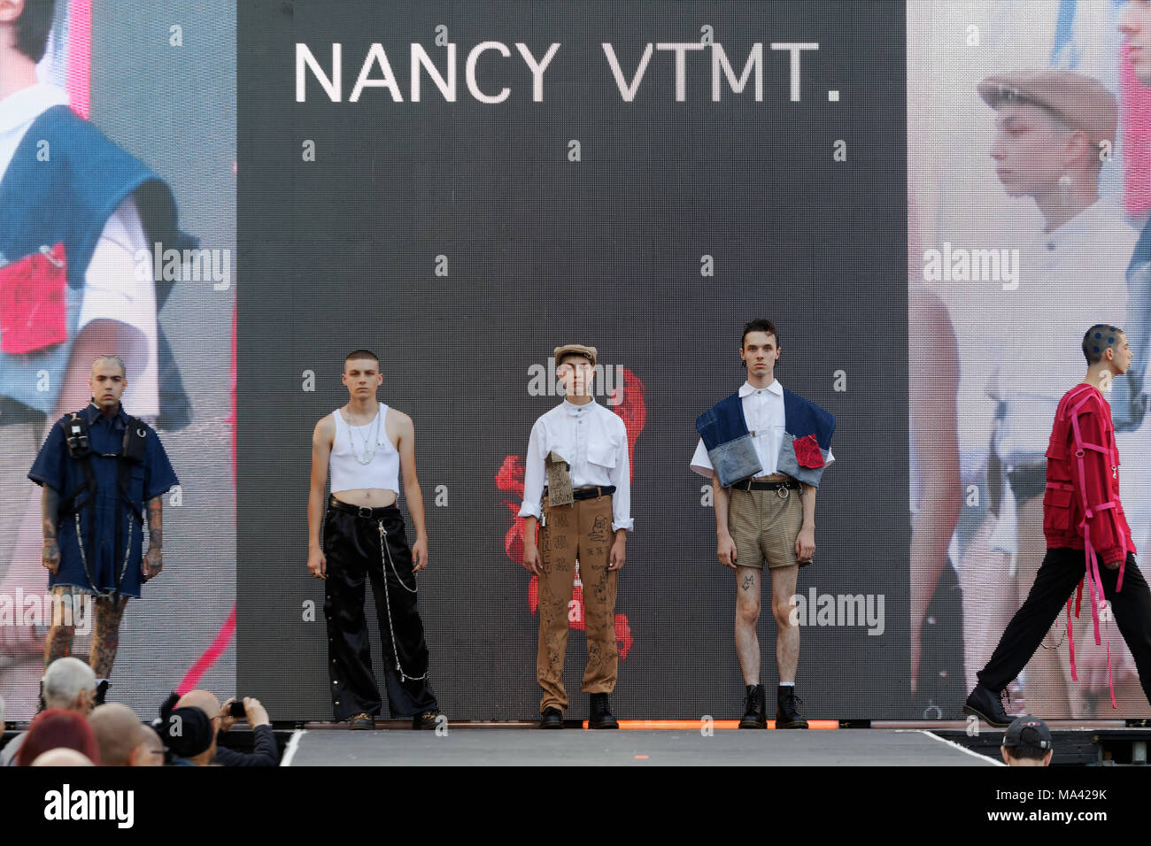 Montreal,Canada. Models pose on the runway for the finale of the Nancy ...