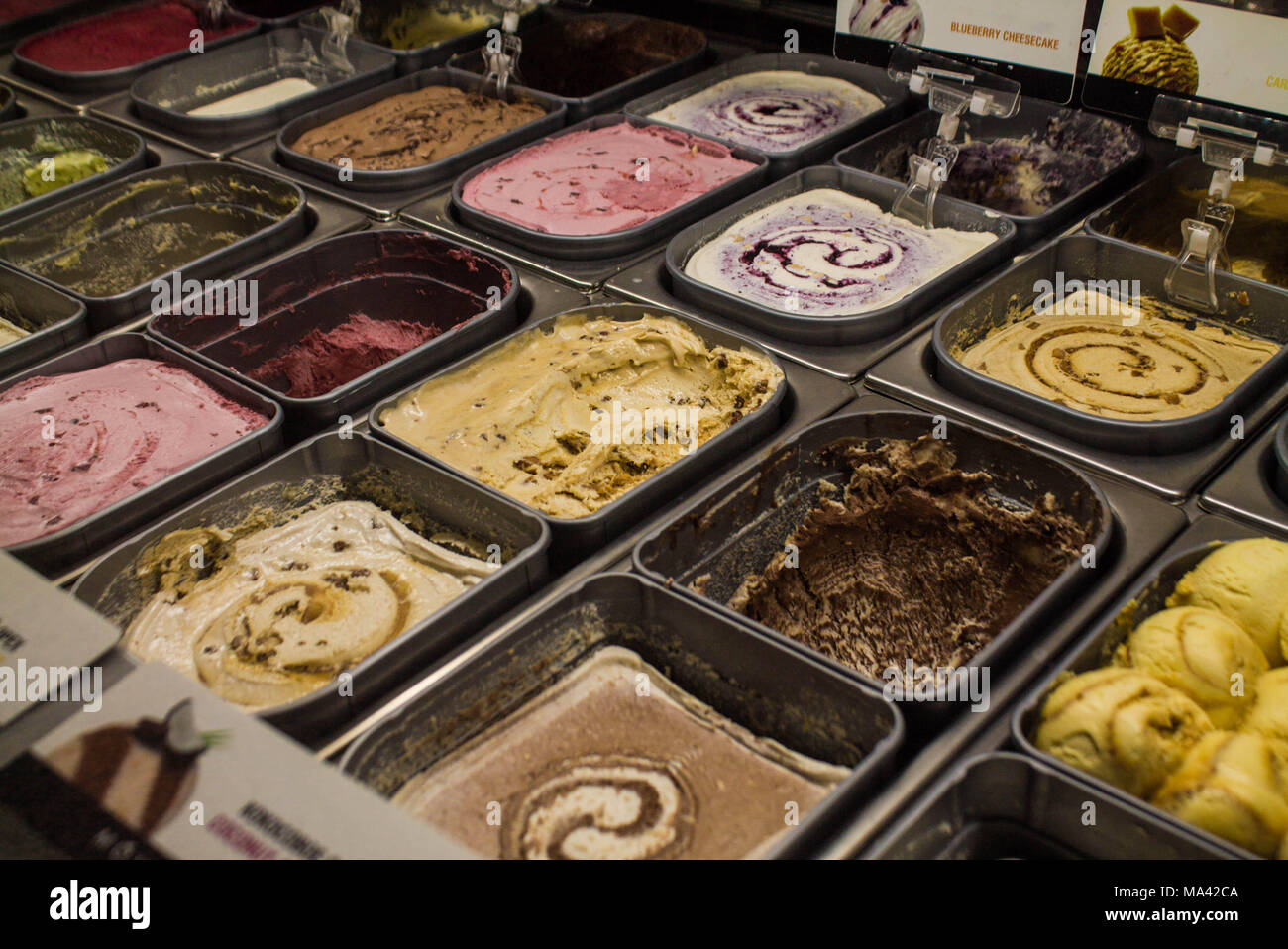 Ice cream showcase Stock Photo - Alamy