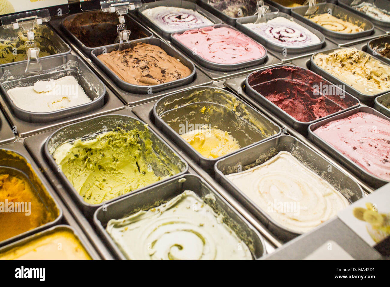 Ice cream showcase Stock Photo - Alamy