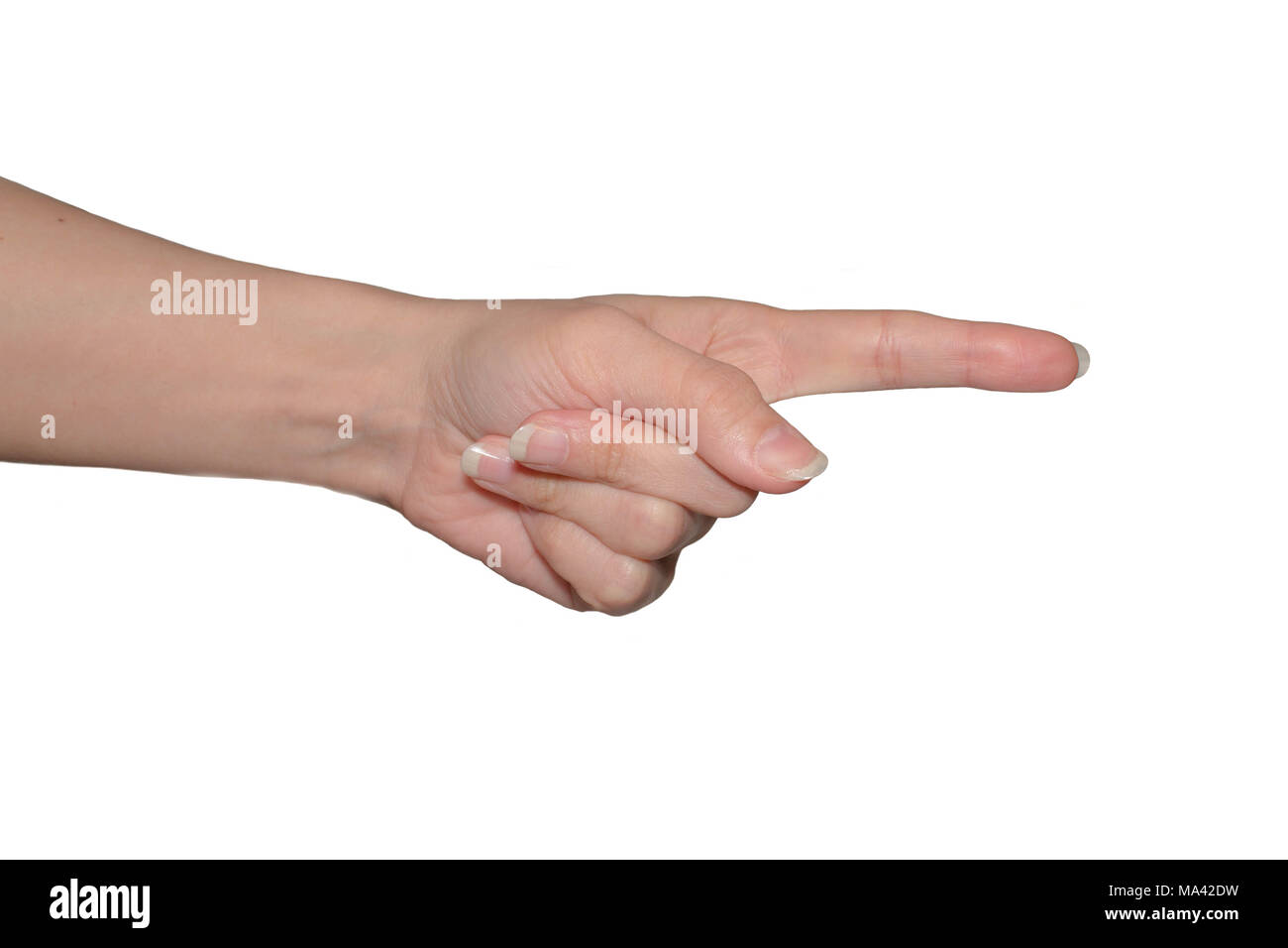 the index finger shows on the white isolated background Stock Photo - Alamy