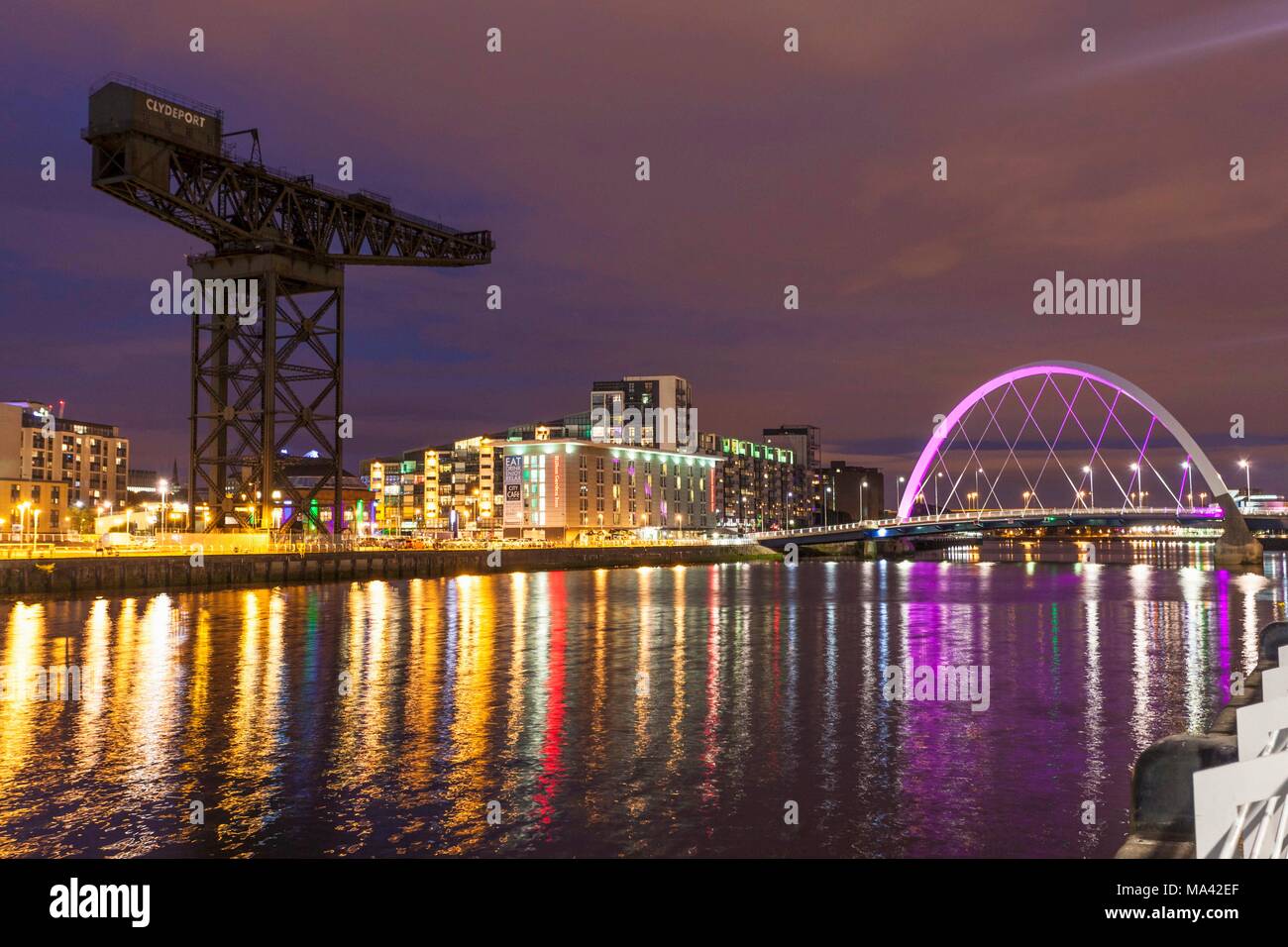 The River Clyde by night at Glasgow Harbour, Scotland Stock Photo - Alamy