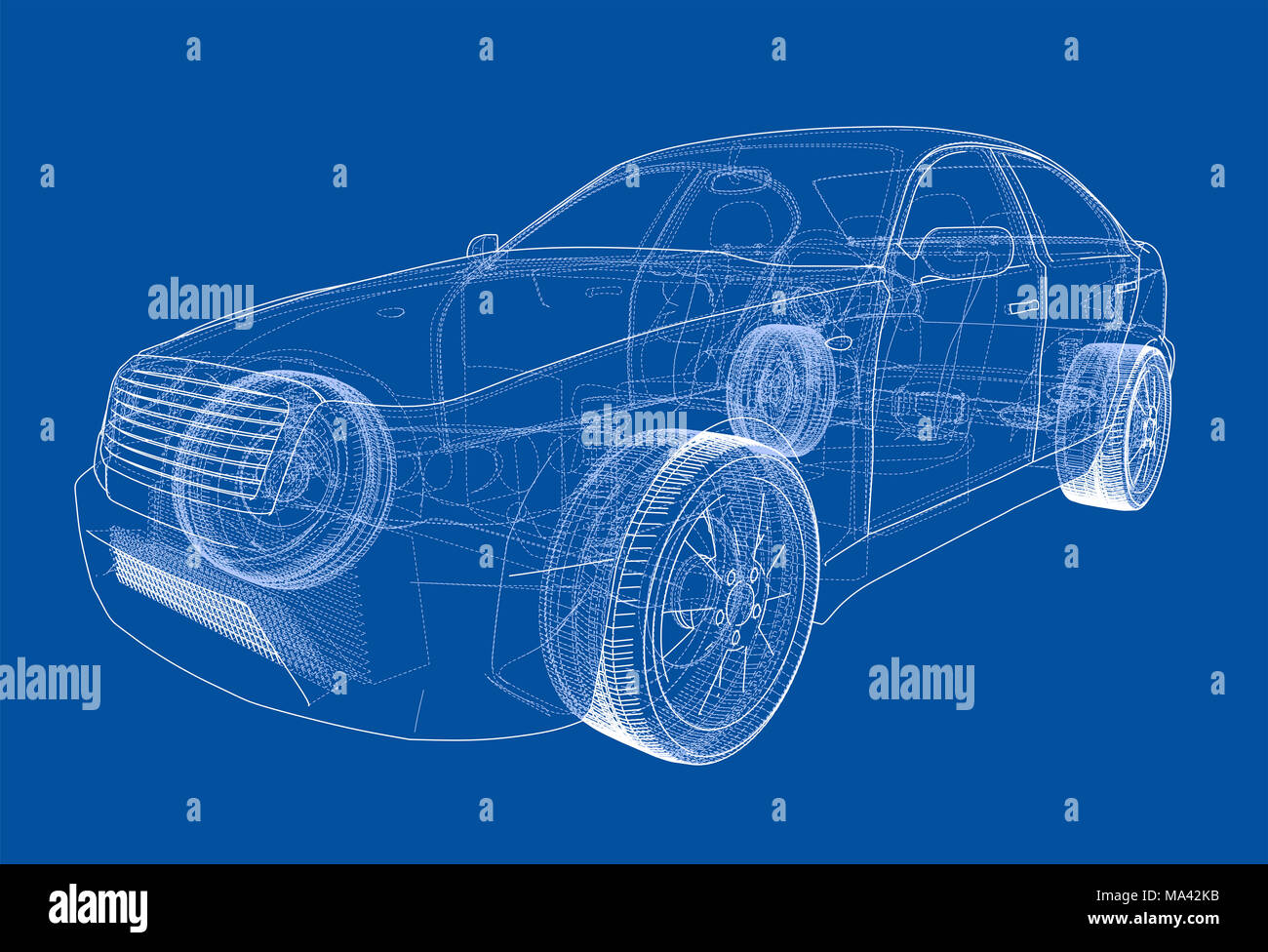 Concept car outline. 3d illustration. Wire-frame style Stock Photo - Alamy