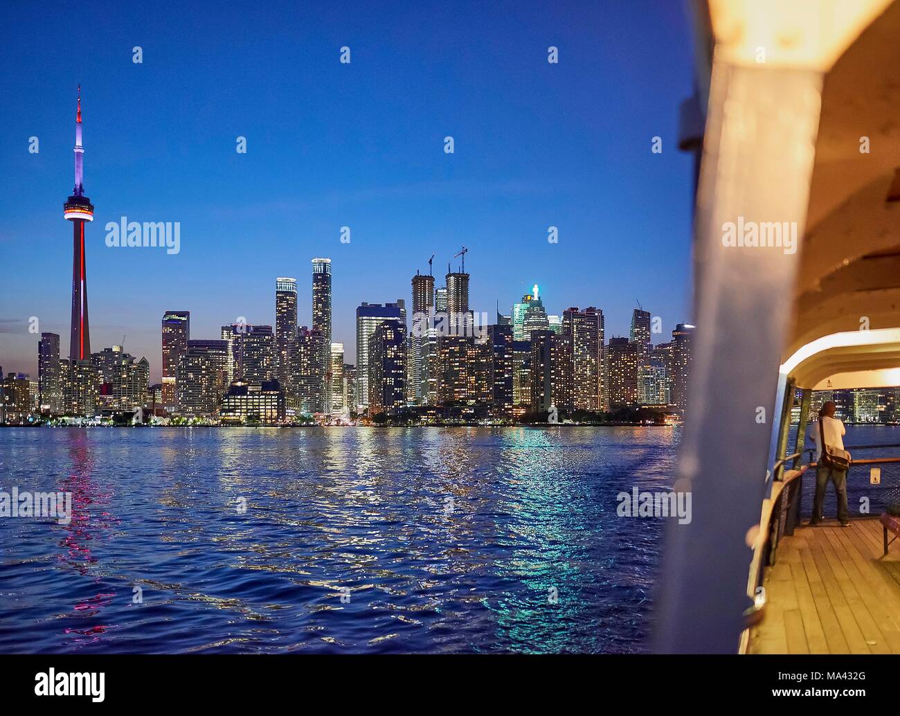 The skyline with the CN Tower in front of Lake Ontario, Toronto, Canada ...