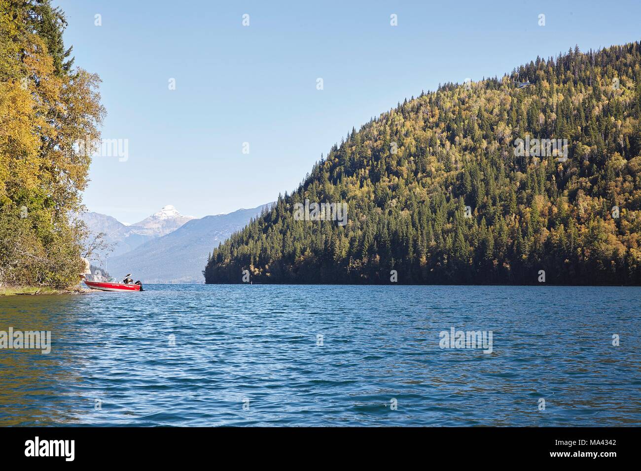 A canoe tour on Clearwater Lake in the Wells Gray Park, British ...