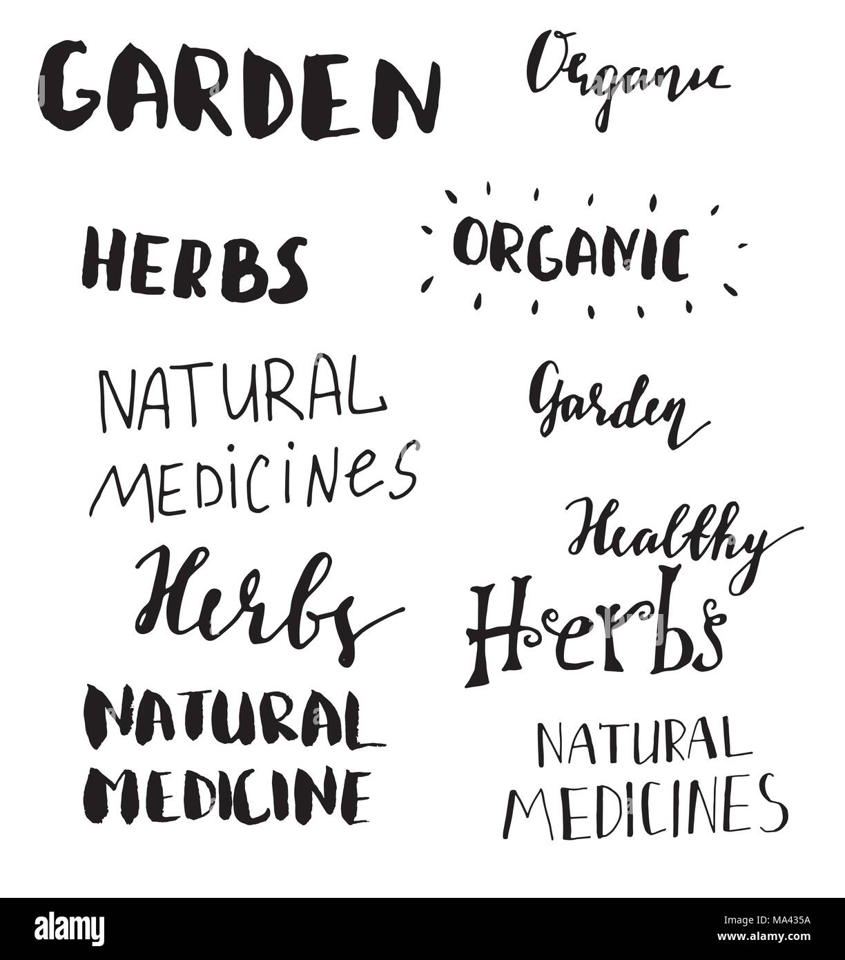 Lettering set for natural products Stock Vector Image & Art - Alamy