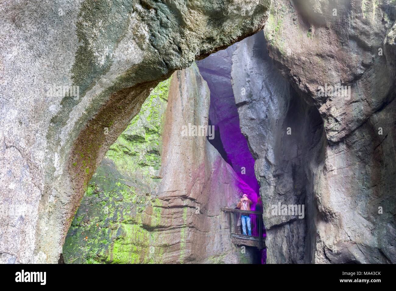Viewpoint at the Cascata del Varone waterfall, Lake Garda, Italy Stock ...