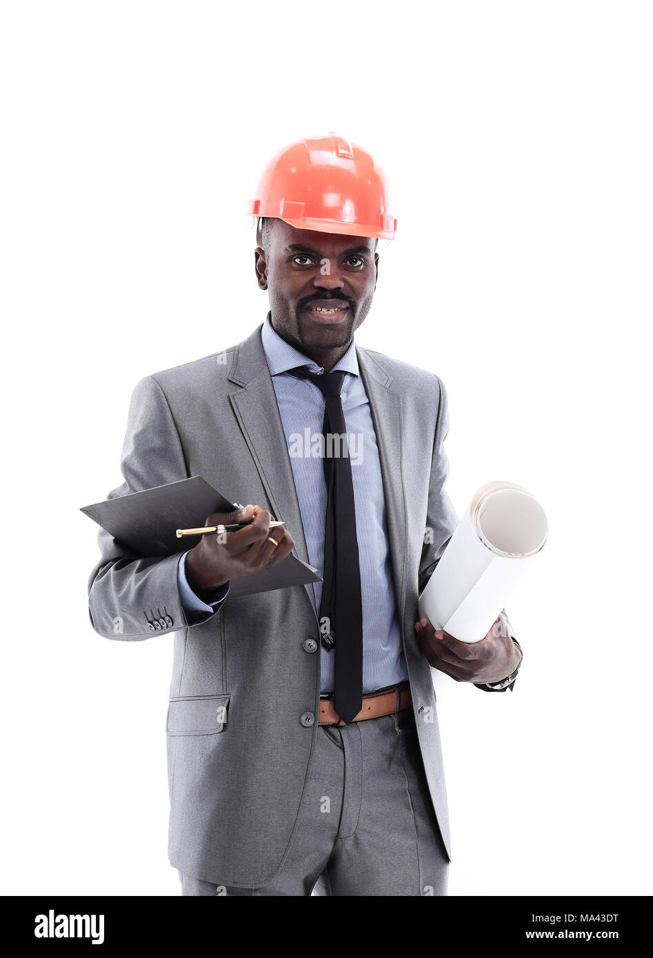 African American architect isolated on white background - black people ...