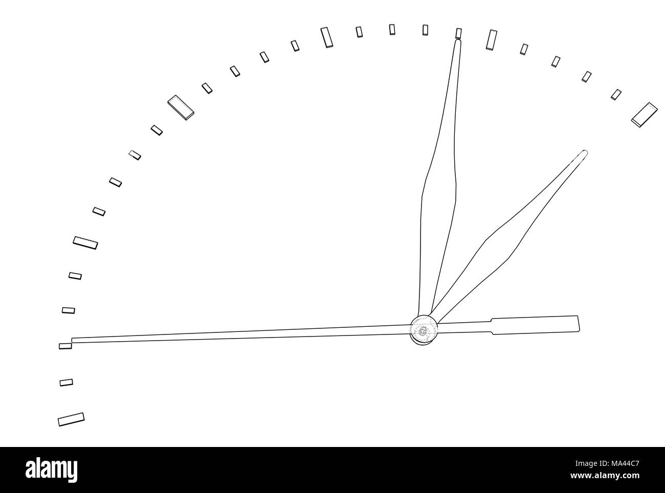 Clock face. Perspective view. 3d illustration. Wire-frame style Stock ...
