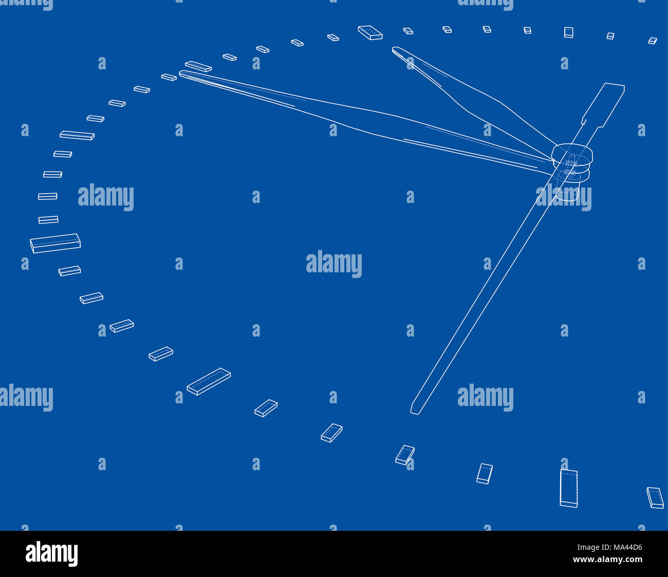 Clock face. Perspective view. 3d illustration. Wire-frame style Stock ...