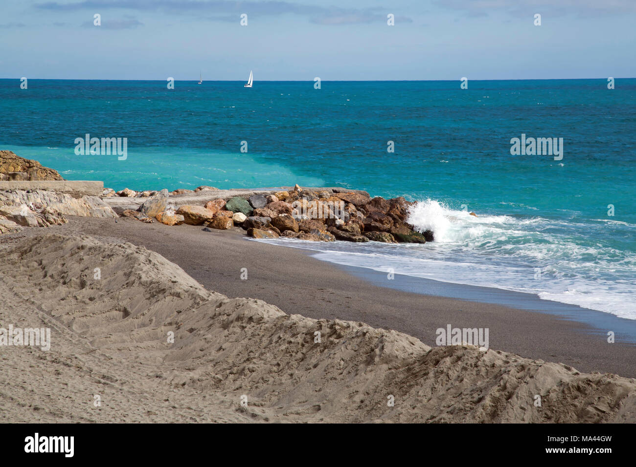The town and the beach of Finale Ligure near Savona Stock Photo - Alamy