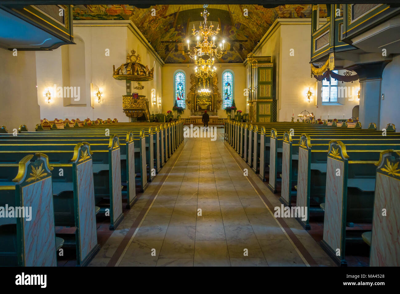 OSLO, NORWAY - MARCH, 26, 2018: Interior view of the Oslo's Cathedral ...