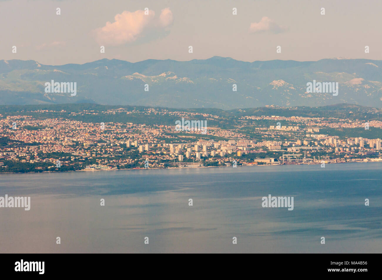 Panorama view from Istria mountains on Rijeka, Eastern coast of Istria ...