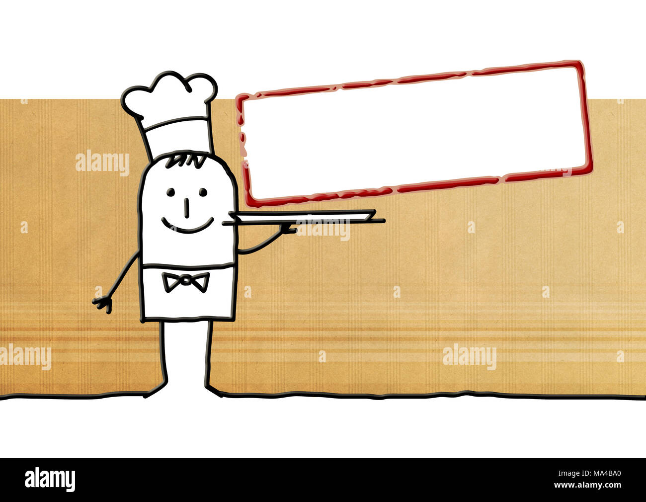 Cartoon cook chef with blank label Stock Photo - Alamy