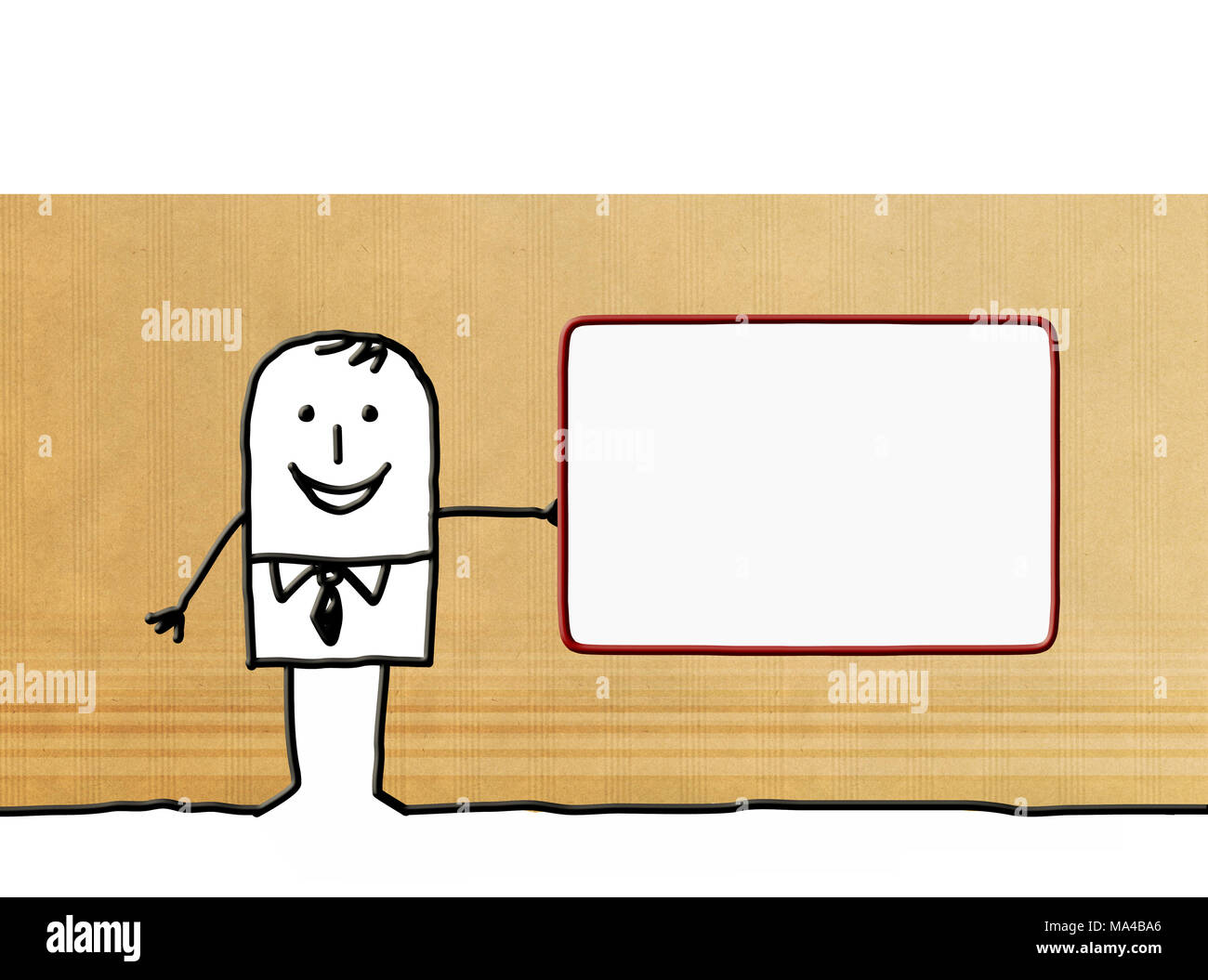 Cartoon businessman with blank label Stock Photo - Alamy