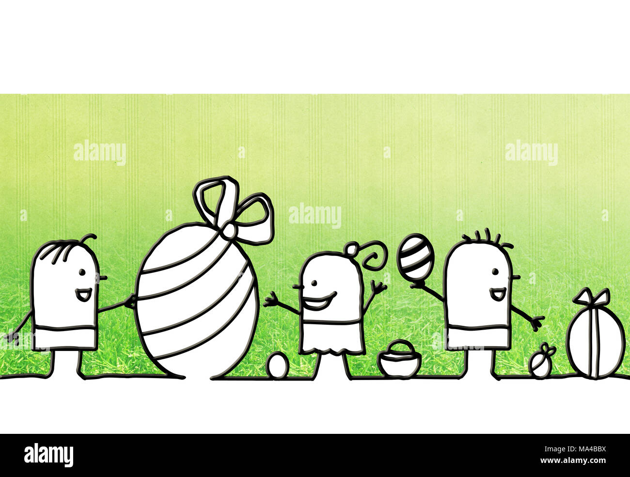 Cartoon kids and Easter day Stock Photo - Alamy