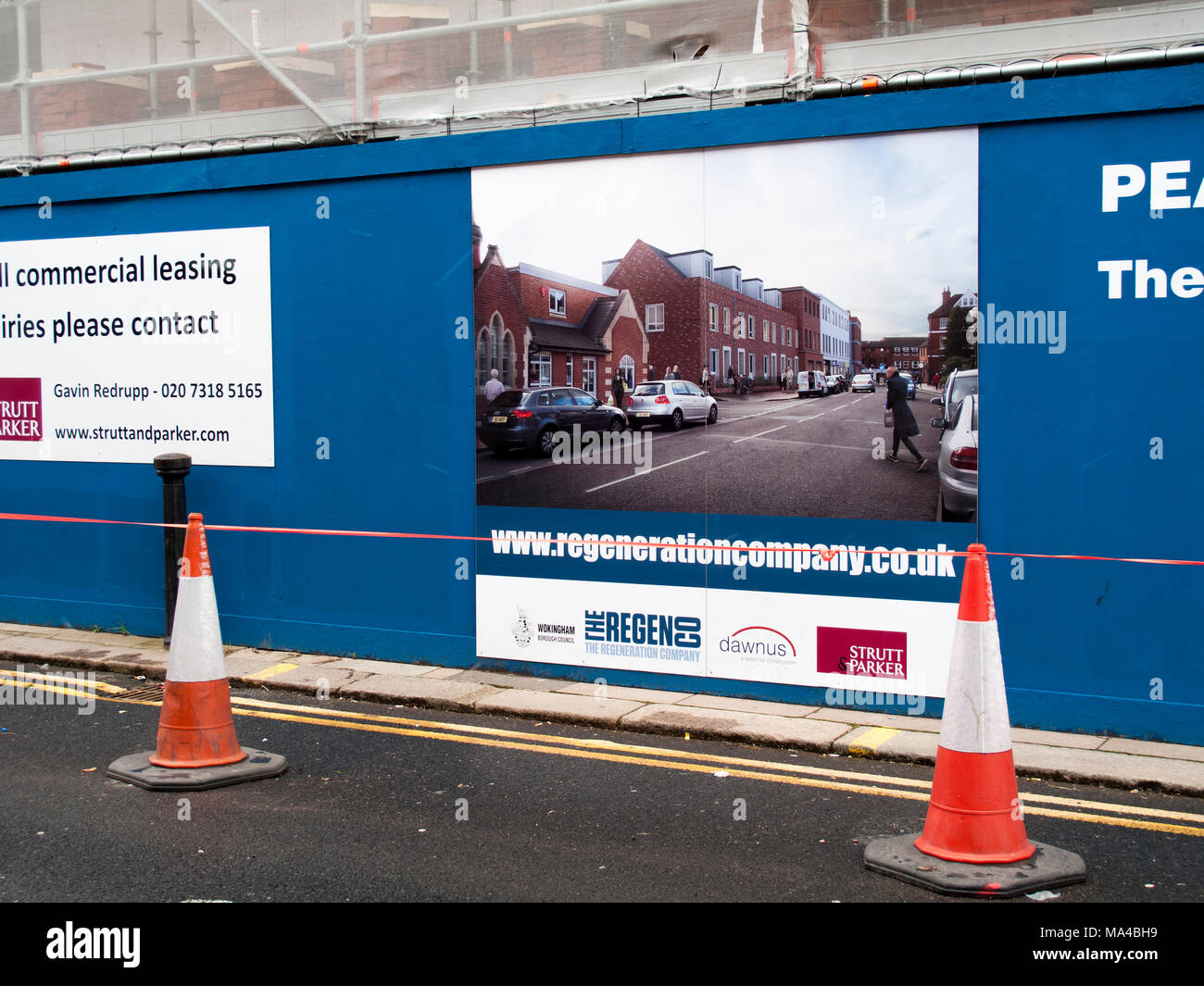 Peach place redevelopment construction site, Regeneration Company sign ...