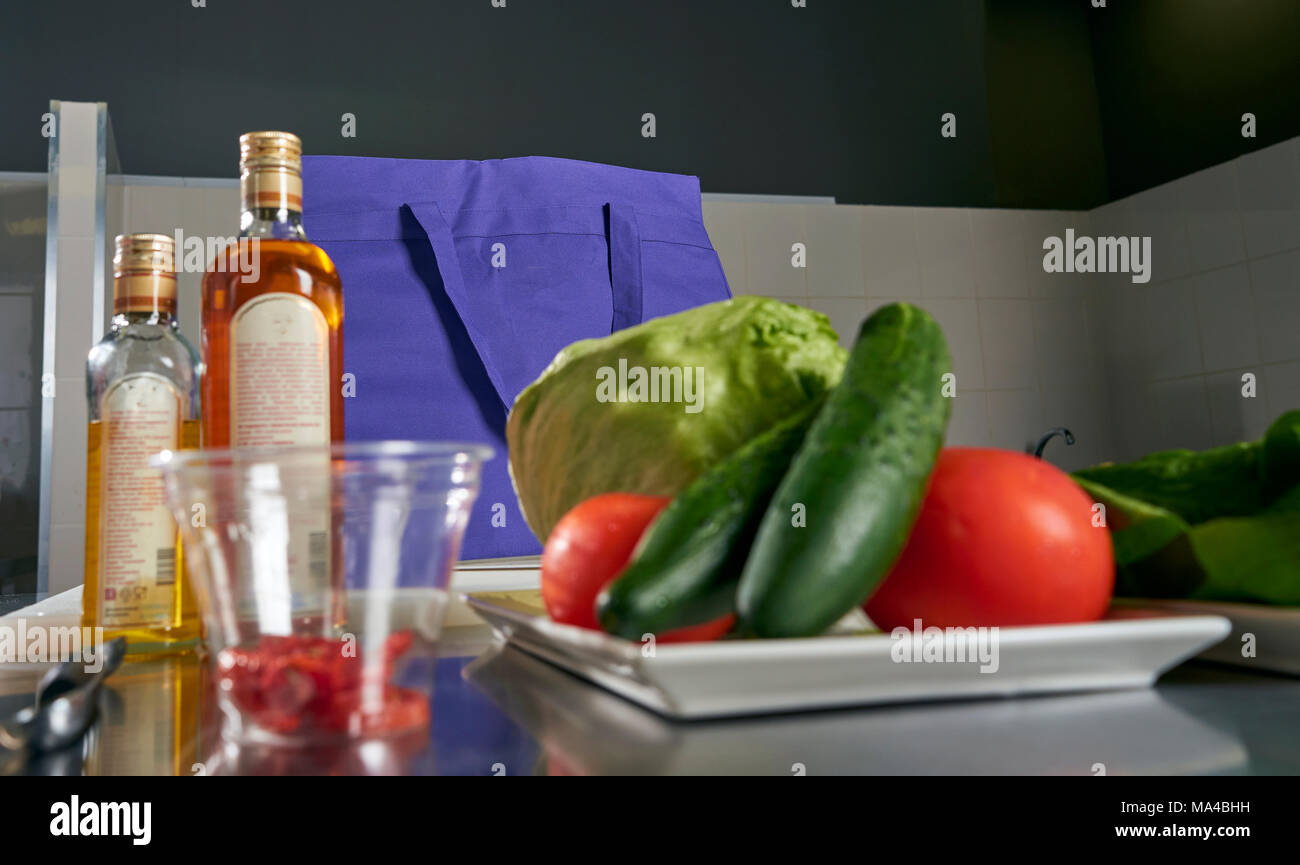 vegetables in the professional kitchen table Stock Photo - Alamy