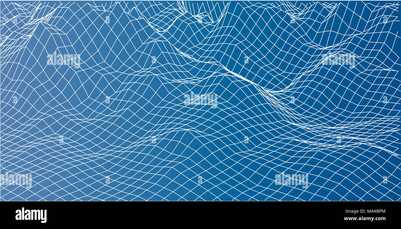 3D Wireframe Landscape Stock Photo - Alamy