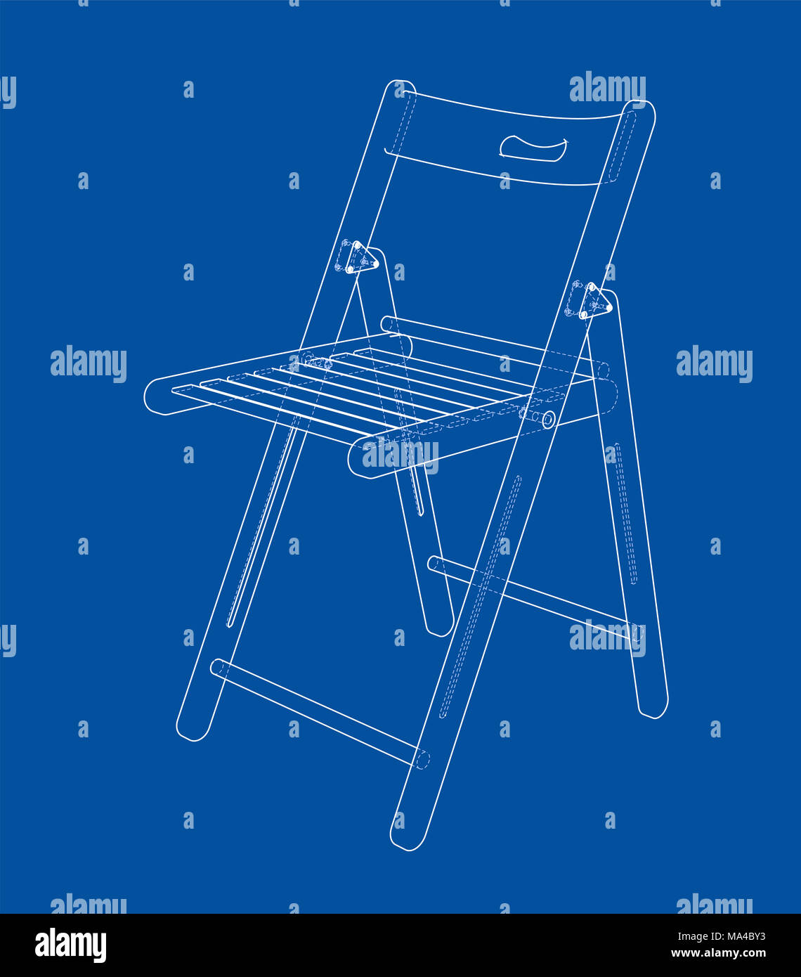 Folding chair sketch. 3d illustration. Wire-frame style Stock Photo - Alamy