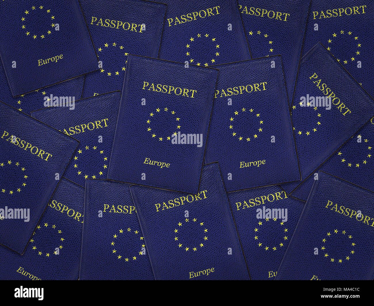 Many European Union Passports with blue cover Stock Photo - Alamy