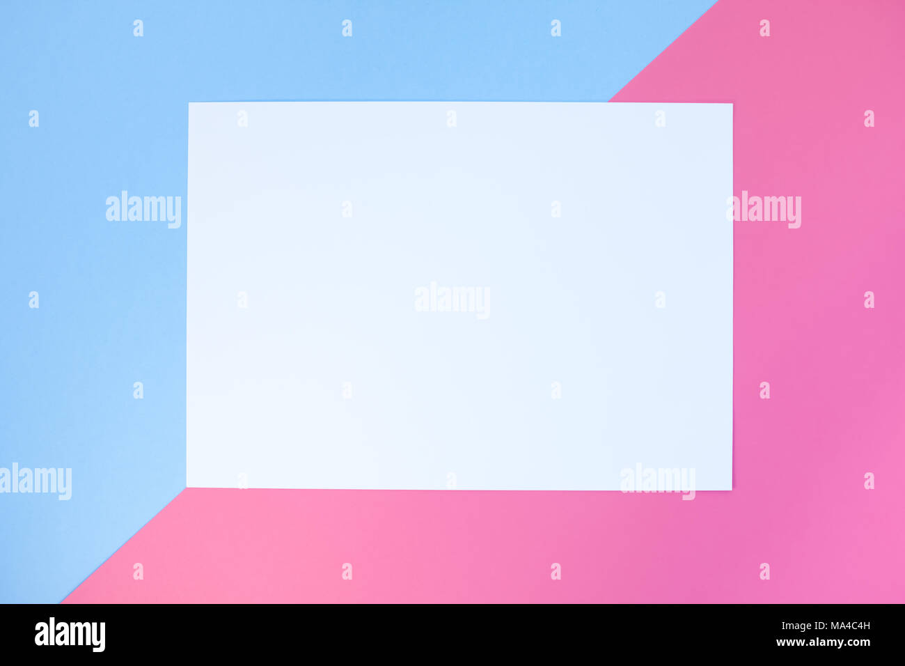 Blue and pink pastel color paper geometric flat lay background mock up ...