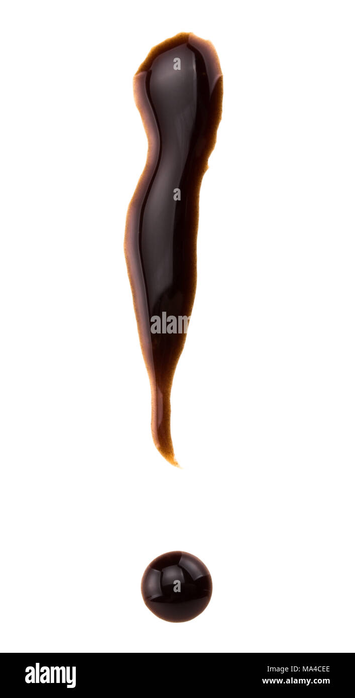 exclamation mark made from chocolate syrup, isolated on white Stock ...