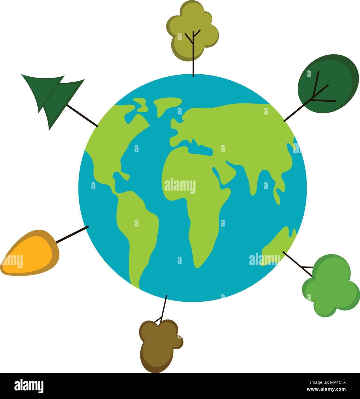 Earth with tree icons. Earth day Stock Vector Image & Art - Alamy