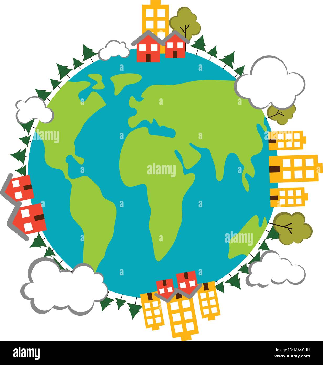 Earth with buildings icon. Earth day Stock Vector Image & Art - Alamy