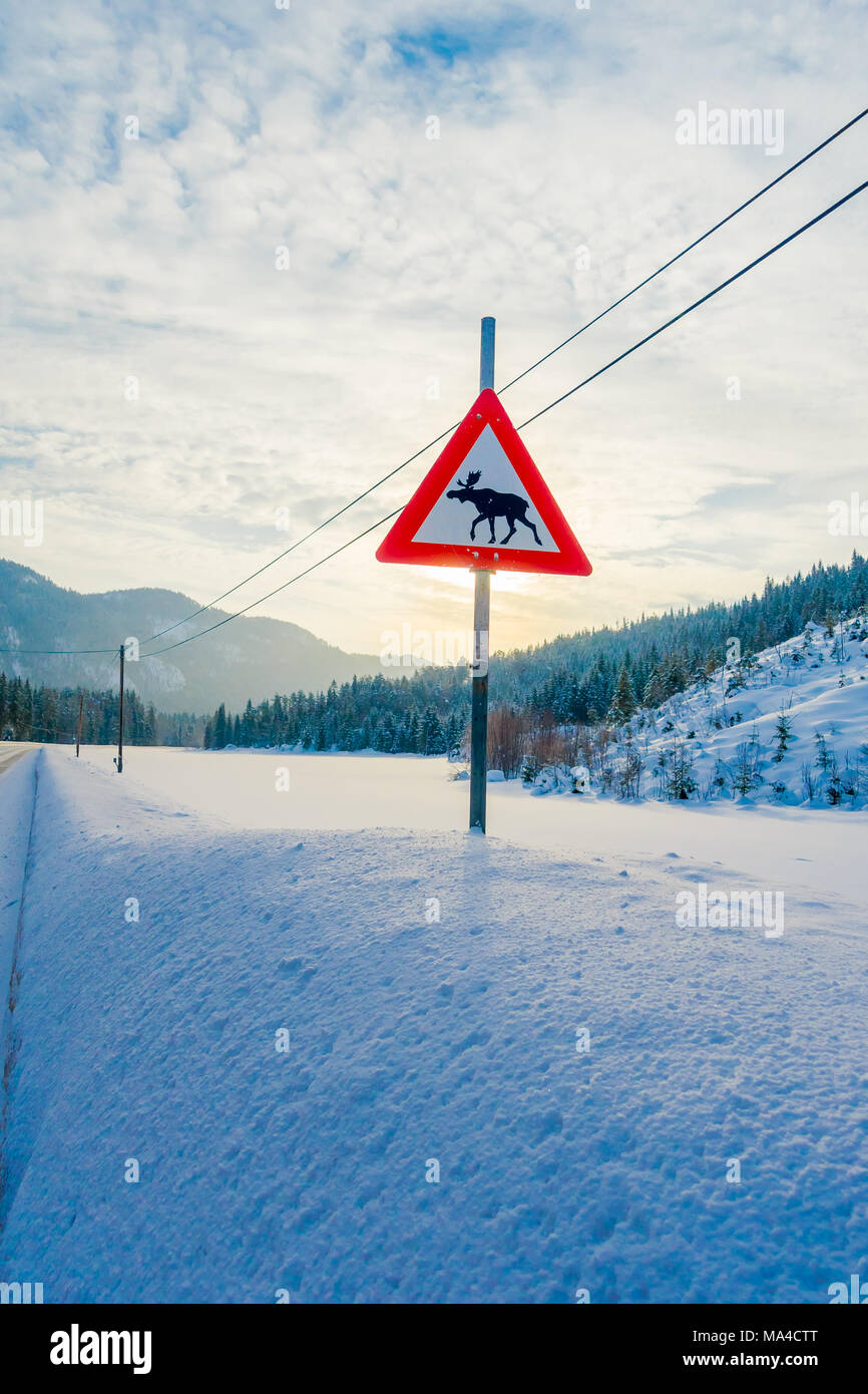Norwegian highway sign winter hi-res stock photography and images - Alamy