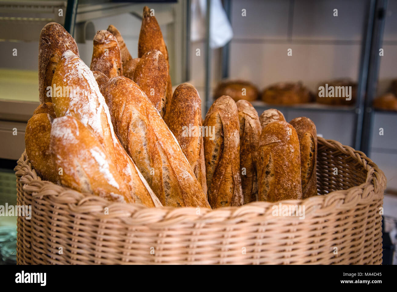 Baguette bread basket Stock Photo - Alamy