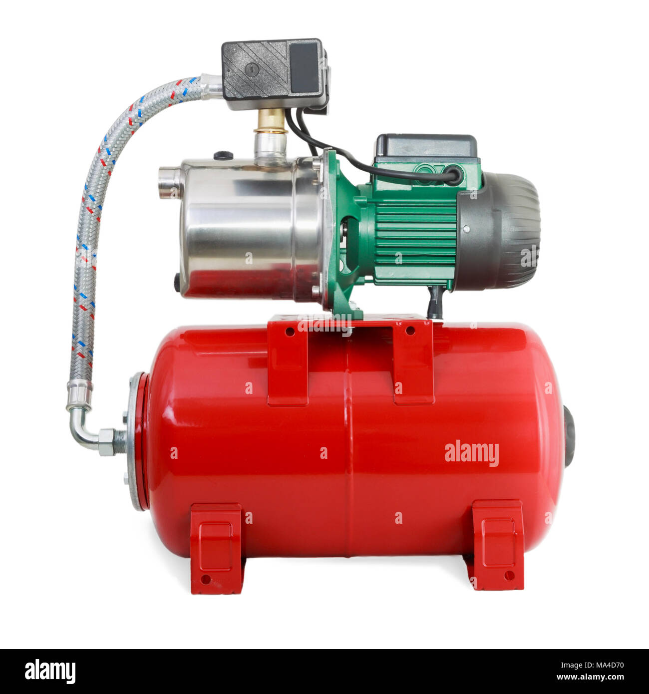 New Automatic water pump with a red tank Stock Photo - Alamy
