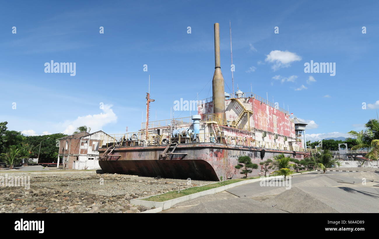 PLTD Apung 1 power generator - a 2,600 ton barge that washed about five ...