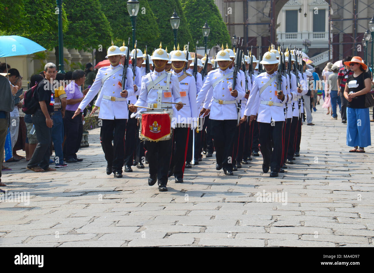 Royal Guard on drill exercise here at the Royal Palace in Bangkok ...
