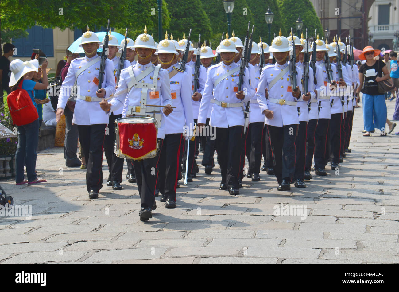 Royal Guard on drill exercise here at the Royal Palace in Bangkok ...