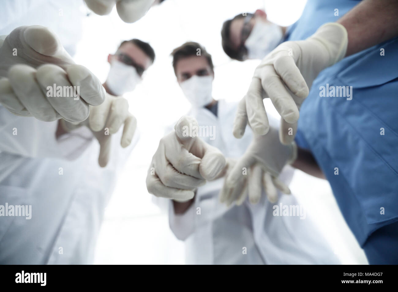 bottom view.a group of doctors in the operating room.the concept of ...