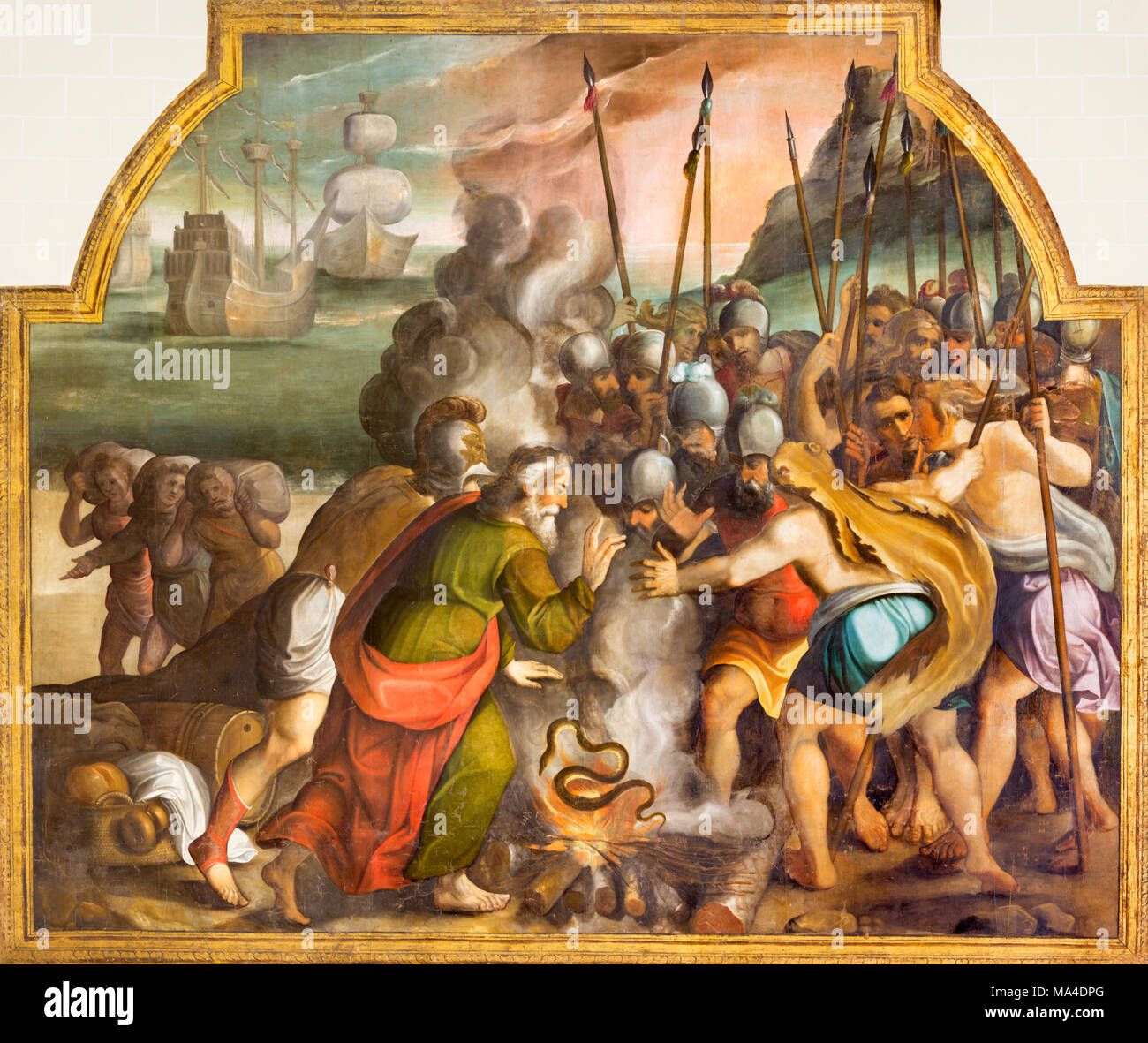 ZARAGOZA, SPAIN - MARCH 3, 2018: The biblical scene withe St. Paul and ...