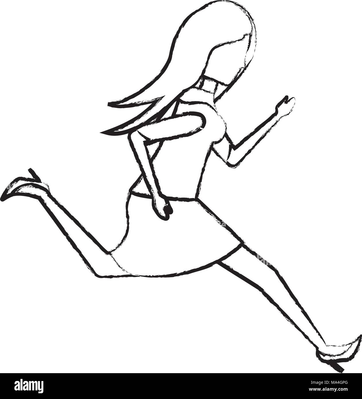 avatar businesswoman running over white background, vector illustration ...