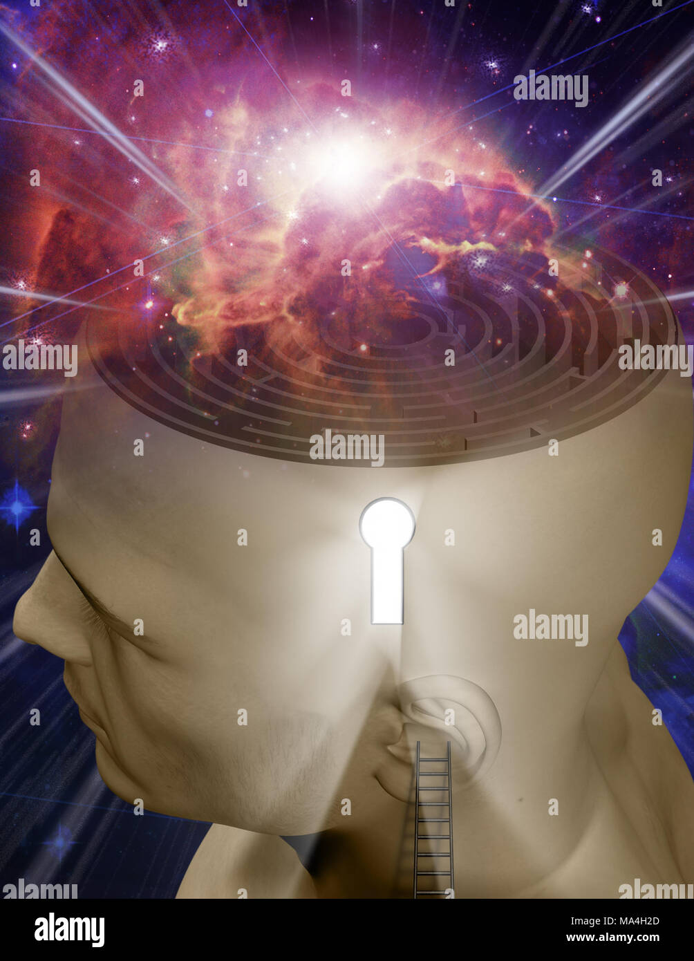 Maze inside man head Stock Photo - Alamy