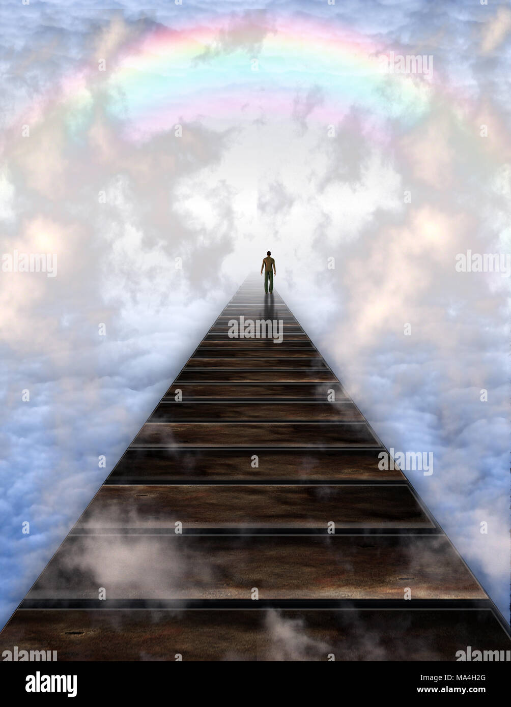 Man end long wooden walkway hi-res stock photography and images - Alamy