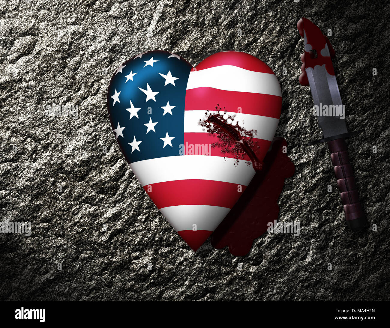 USA Heart Stabbed by Knife Stock Photo - Alamy