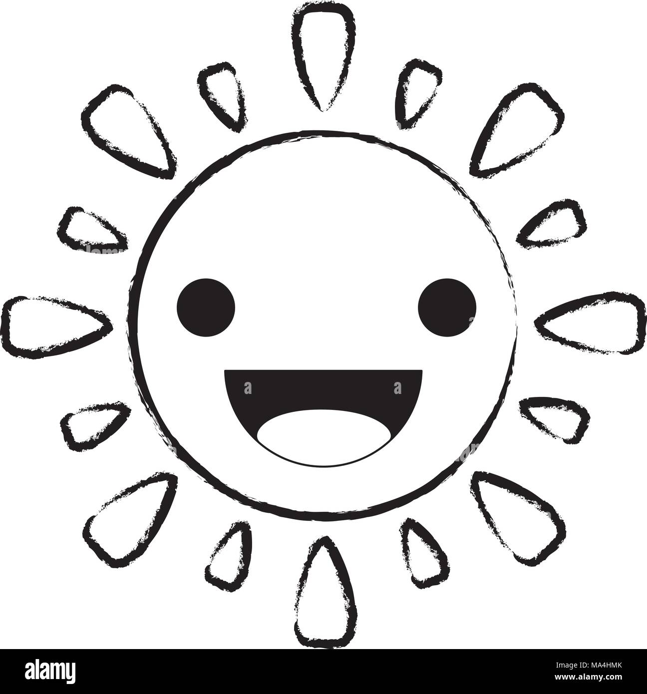 kawaii excited sun icon over white background, vector illustration ...