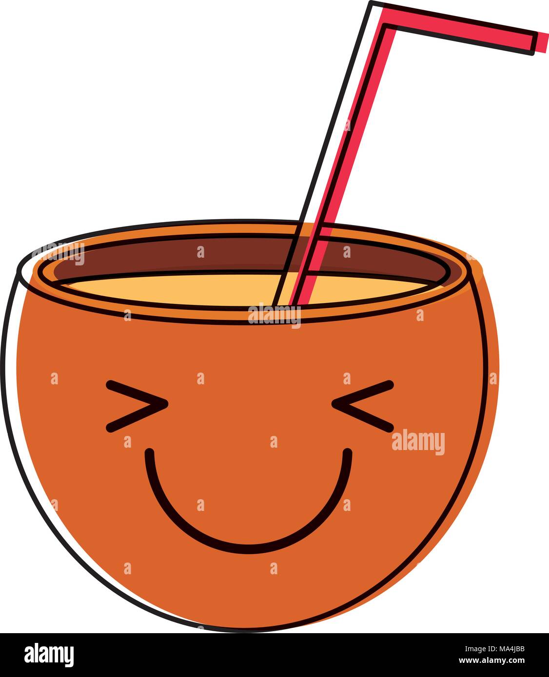 Kawaii happy cocktail icon over white background, colorful design ...