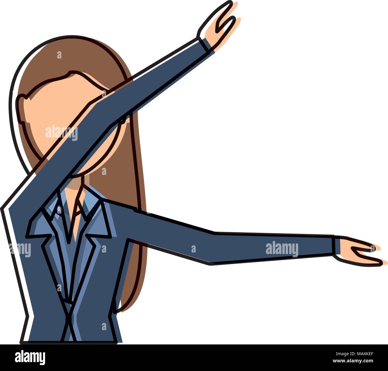 avatar businesswoman with arms up over white background, colorful ...