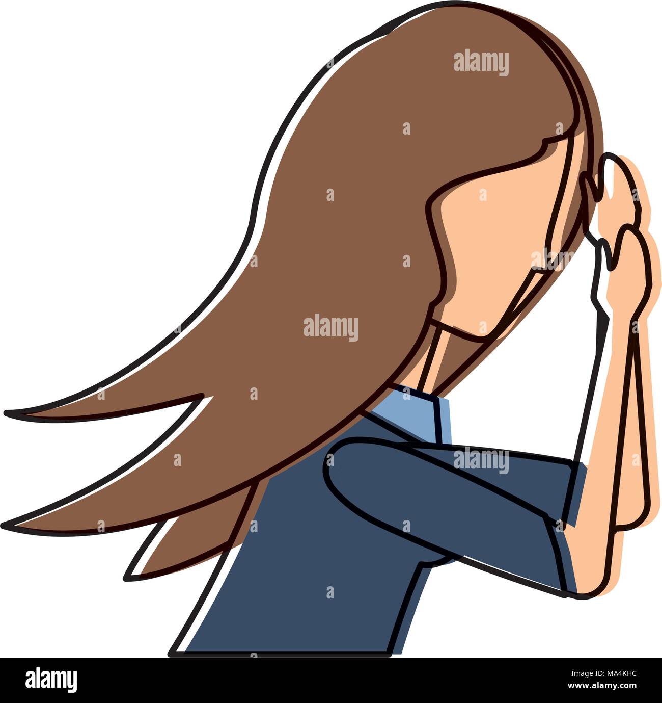 avatar businesswoman thinking over white background, colorful design ...